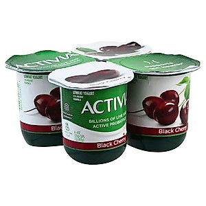 ACTIVIA Probiotic Lowfat Yogurt, Non-GMO Project Verified, Black Cherry, 16 Oz, Pack of 4