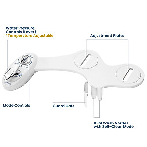LUXE Bidet NEO 320 - Hot and Cold Water, Self-Cleaning, Dual Nozzle, Non-Electric Bidet Attachment for Toilet Seat, Adjustable Water Pressure, Rear and Feminine Wash, Lever Control (White)