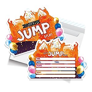 shupai Jump Birthday Invitations(30 Invitation + 30 Envelopes), Jump Birthday Party Supplies, Jump Party, Jump Party Decorations, Kids Birthday Invitations-027