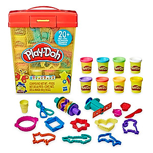 Play-Doh Large Tools and Storage Playset, Arts and Crafts for Kids with 20 Tools and 8 Colors, Preschool Toys for 3 Year Old Girls and Boys and Up