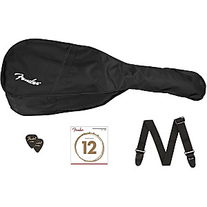 Fender CC-60s Concert V2 Pack Acoustic Guitar, with 2-Year Warranty, Black, with Gig Bag and Accessories