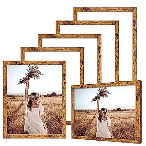 TWING 8x10 Picture Frames Set of 6, Rustic Photo Frames Collage for Wall Decor Mounting or Table Display,Home Decorative Wall Gallery Picture Photo Frame Wood Brown,Walnut