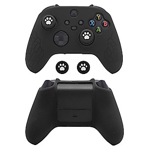 Xbox Series X Controller Skin, Anti-Slip Xbox Series S Silicone Skin, Ergonomic Soft Rubber Protective Case for Xbox Series S/X Controller with Thumb Grip Caps - All Black