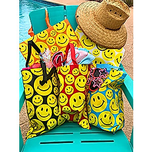 Funiverse Bulk 25 Pack of Happy Smile Face Reusable Shopping Totes or Gift Bags