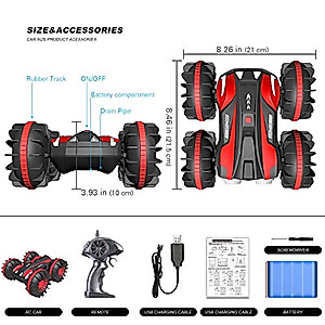 Beach Toys Remote Control Car - Amphibious Waterproof Vehicles RC Car for Kids 6-12 Year Old Pool Lake Outdoor All Terrain Land Water Boat Birthday Gifts for Boys Girls Age 6 7 8 9 10 11 12 13Year Old