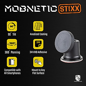 Mob Armor MobNetic Stixx - Phone Holder for Your Car, Magnetic Phone Mount for Trucks, Jeeps, and More - 90º Tilt & 360º Rotation, Compatible with iPhone & Android Smartphones