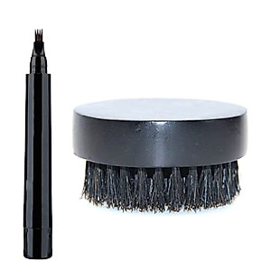 Natural Beard Pencil Filler pen for Men Beard Moustache, Water Proof Long Lasting Coverage, Repair Shape, Effective Enhance Facial Hair (BLACK)