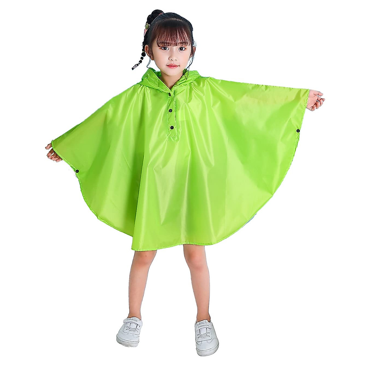 Spmor Kids Rain Poncho Hooded Jacket Rain Coat Grass green S