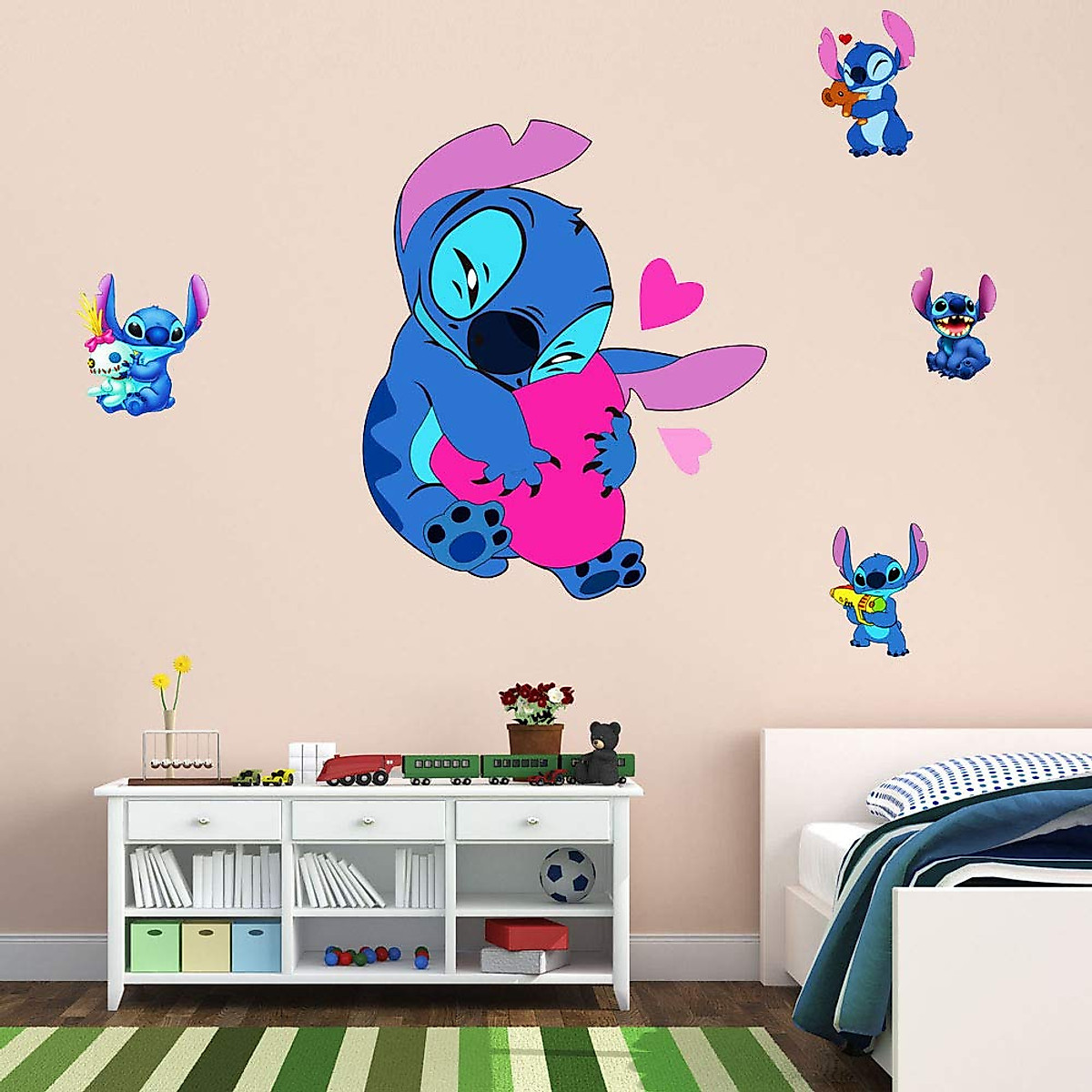 SKTFFR Lilo & Stitch Wall Stickers Cartoon Wall Decals Excellent Vinyl Wall Decor for Girls Room Living Room (Size 17.7 x 23.7 inch)