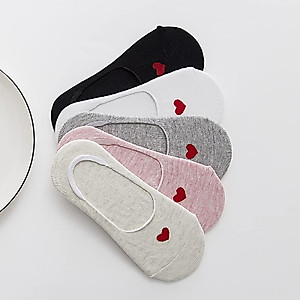 PACKO SOCKS Girls No Show Socks Kids Socks Low Cut Non-Slip kids no show socks for 6-12 Years Heart (10 Pairs)