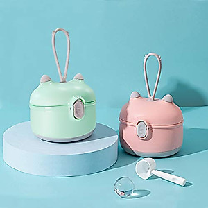 Baby Formula Dispenser, Portable Milk Powder Dispenser Snack Storage Container for Travel Bedroom Outdoor … (Green)