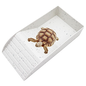 Tortoise Water Pool with Climbing Ramp, Turtle Climbing Toy, Reptile Habitat, Reptile Tank Supplies, Aquarium Cage Accessories for Reptiles Amphibians 12 × 6 × 2.4"