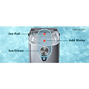 Xbeauty Nugget Ice Maker-Nugget Ice Maker Countertop Up to 35lbs of Ice a Day with Self-Cleaning,Removable Ice Basket&Scoop for Home/Kitchen/Office/Party