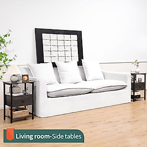 Yoobure Nightstands Set of 2, Night Stand with Charging Station Night Stand with USB Ports, Night Stands with Wood Drawer and Storage Shelf Bedside Table for Bedroom Small Spaces Grey