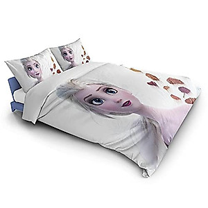 AKARDO Elsa Ice Princess Queen Anime Duvet Covers Soft Microfiber Washed Duvet Cover Set 3 Pieces with Zipper Closure,Beding Set (01,Twin (68"x86"))