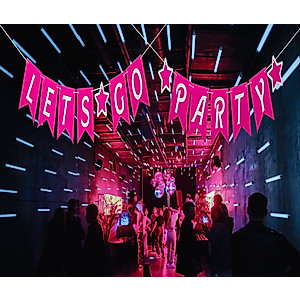 UOREND Pink Let's Go Party Banner,Pink Themed Bachelorette/Birthday/Engagement/Bridal Shower Party Decorations,Let's Go Girls Sign,Hot Pink Glitter,Makeup,Pink Doll,21st Birthday Party favors,Photo Booth Prop