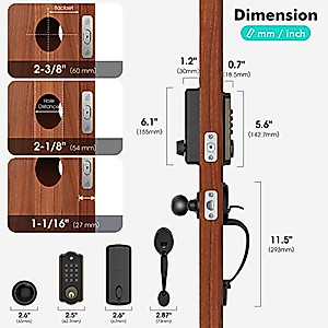 Keyless Entry Door Lock, DIHOOM Electronic Smart Lock, High Security Front Door Lock Easy to Install, Auto Lock Keypad Deadbolt Featuring SmartKey, 10 Customizable User Codes