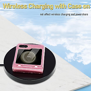 Btscase for Samsung Galaxy Z Flip 5 Case,Built in Front Screen Protector,Gold Glitter Marble Pattern Hard PC Slim Shockproof Full Body Drop Protective Case for Galaxy Z Flip 5 5G (2023), Rose Gold