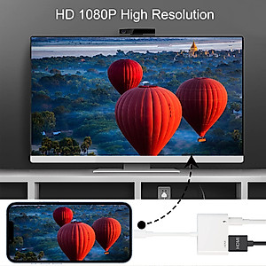 HDMI Adapter for iPhone to TV,iPad to HDMI,1080P HD Digital AV Adapter(No Need Power) Video & Audio Sync Screen Connector Compatibility with iPhone 14/13/12/11/X/8/iPad/to HDTV,Projector, Monitor.