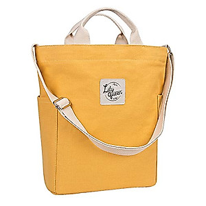 Lily queen Women Canvas Tote Handbags Casual Shoulder Work Bag Crossbody (Yellow)