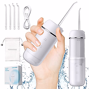 Water Flosser Cordless for Teeth, PONYFREE Mini Portable Oral Irrigator with 9 Pressure Modes, Water Teeth Cleaner Pick, Unique Pressure Stabilization Technology, IPX7 Waterproof for Home Travel