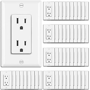 [50 Pack] BESTTEN 15 Amp Decorator Wall Outlet, Non-Tamper-Resistant Receptacle, 15A/125V/1875W, UL Listed, White