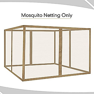 Ontheway Universal 10' x 12' Gazebo Replacement Mosquito Netting (Mosquito Net Only) (Light Brown)