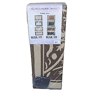 Stylish Camping Outdoor Patio / RV Camping Mat - Palm Tree (Brown/Beige, 9-Feet x 12-Feet) - 209127