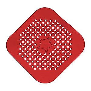 Square Hair Drain Catcher Silicone Hair Stopper with Suction Cup for Shower Filter for Bathroom Bathtub Kitchen (Red)
