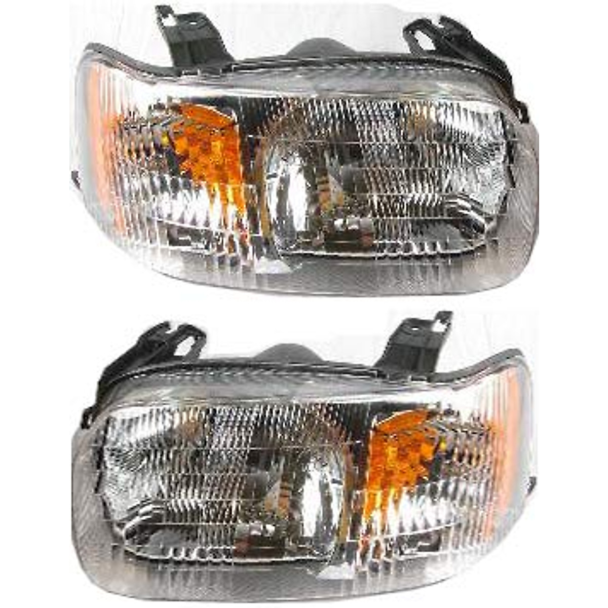 Evan Fischer Headlight Set Compatible with 2001-2004 Ford Escape, Headlights, with Bulbs Halogen Driver and Passenger Side FO2519103 FO2518103
