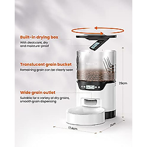 Automatic Cat Feeder, Timed Cat Feeder with Adjustable Feeding Schedule, Cat Dry Food Dispenser, GIOTOHUN pet feeders with Desiccant Bag, 1-4 Meals Per Day, 10s Voice Recorder, Dual Power Supply