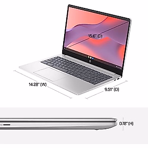 HP 2023 Newest Chromebook Laptop Student Business, 15.6" HD Display, Quad-Core Intel N200 Processor(Upto 3.7GHz), UHD Graphics, 8GB RAM, 64GB eMMC,HD Webcam,WiFi, Long Battery,Chrome OS+MarxsolCables