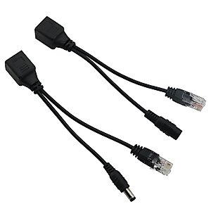 POE Splitter Injector Kit ZCZQC 1Pair Inline Passive Power Injector Cable with 5.5x2.1 mm DC Connector PoE Injector and PoE Splitter Kit