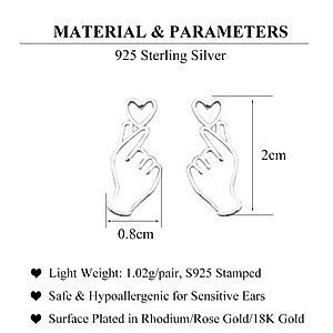 SLUYNZ 925 Sterling Silver Heart Studs Earrings for Women Teen Girls Unique Sweet Love Heart Post Studs Earrings (A-Silver)