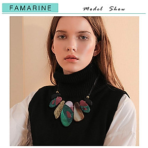 FAMARINE Vintage Tribe Chunky Collar Necklace, Geometry Acrylic Pendant Bib Statment Necklace Costume Jewelry (Necklace)