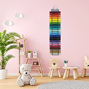 Vinyl Roll Holder - 48 Compartments Vinyl Storage Organizer Pockets Storage, Wall Mount Over The Door Vinyl Roll Storage Rack Vinyl Carrying Holder Bag Gift Wrap Organizer for Craft