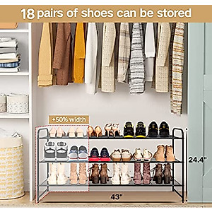 KEETDY Long 3 Tier Shoe Rack and 3-Tier Long Shoe Rack for Closet Entryway