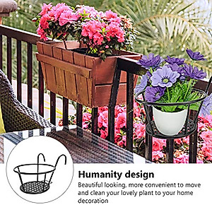 Yardwe Over The Rail Flower Pot Holder for Railings Planter Iron Fence Planters Hanging Planter Pot Container 16.5x10.5x20cm (Black)