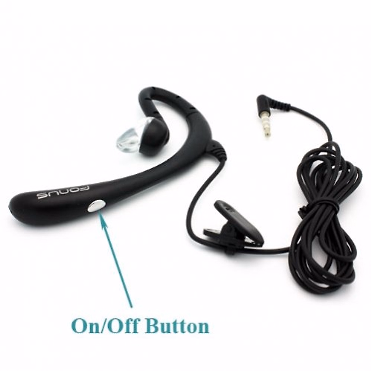 Behind-The-Ear WIRED Hands-free Headset MONO Headphone 3.5mm Single Earphone w Boom Mic for iPad, iPhone 6S 6 Plus 5S 4S - Samsung Galaxy S8 S8+ S6 S7 Edge S5 Note 5 4 3 - LG G5 G6 V20 - Google Pixel