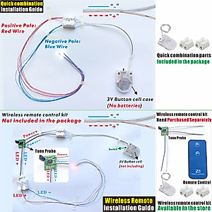 ZZHOB 25PCS Pre-Wired 0805 SMD LEDs(Light Mode: Continuous Green Light) Micro LED Light Emitting Diode + Connector & Battery Holder (Green, 25pcs)