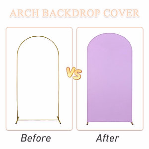 PATYDEST 6ft Arch Cover Purple Wedding Arch Backdrop Cover Lavender Spandex Fitted Backdrop Panels for Round Top Chiara Arch Frame Stand Happy Birthday Party Arch Cover Backdrop Fabric Ceremony