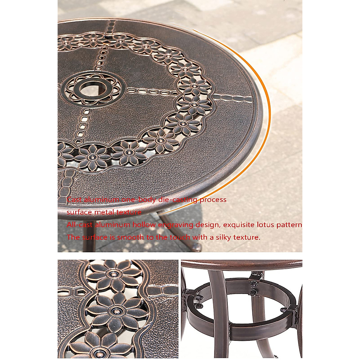 EESHHA Garden Bench Garden Furniture Sets Table and Chairs Garden 5 Piece Cast Aluminum Outdoor Bistro Set Patio Furniture Set of 5