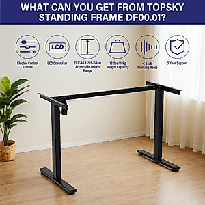 TOPSKY Single Motor 2-Stage Electric Adjustable Standing Computer Desk for Home and Office with 27.1"-44.8" Adjustable Height Range DF00.01 (Black Frame only)