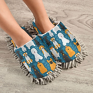 Dogs Mop Slippers Shoes Cover for Floor Cleaning Washable Dirty Dust Hair Cleaners Microfiber Mop Socks for Office House Kitchen