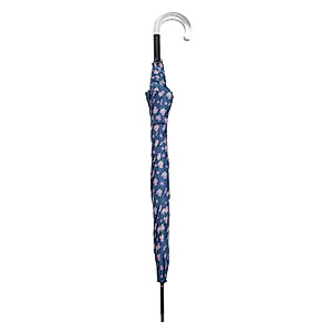 Laura Ashley Womens Ladies Classic Stick Umbrella, Windproof, Sun and Rain Proof Water Resistant Canopy with Large J Handle - Floral Blue