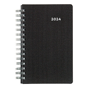 Brownline 2024 DuraFlex Daily/Monthly Planner, Appointment Book, 12 Months, January to December, Twin-Wire Binding, 8" x 5", Black (CB634V.BLK-24)