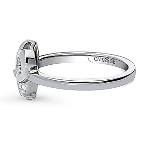 BERRICLE Sterling Silver Owl Cubic Zirconia CZ Fashion Ring for Women, Rhodium Plated Size 5