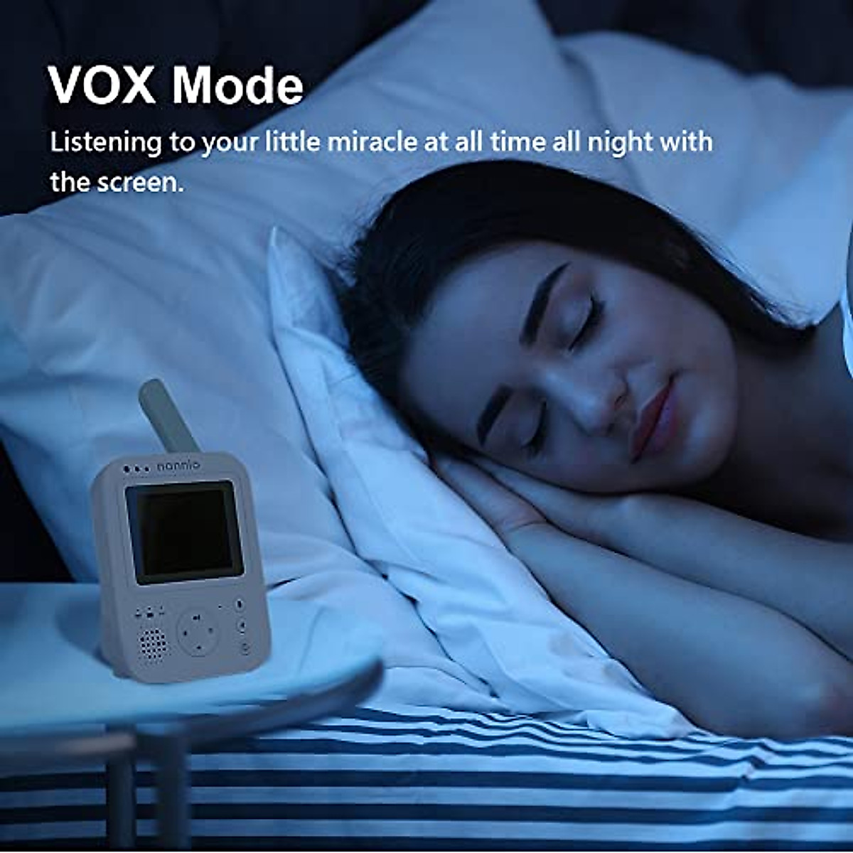 nannio Baby Monitor Hero2 Video Baby Monitors with Camera and Audio, Two-Way Talk, Auto Night Vision, Voice Activation, 5 Lullabies, 985ft Range, Long Battery Life, Baby Gifts, 2 Years Warranty