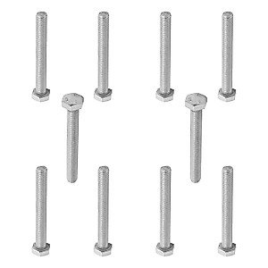 MroMax 10Pcs M6 x 50mm Hex Head Screws Bolts, 304 Stainless Steel 18-8, Fully Threaded, External Hex Drive, for Mounting Chair, Handles, Rail, Pump, Wheels, Antenna Parts, Boat and Plastic Bumpers