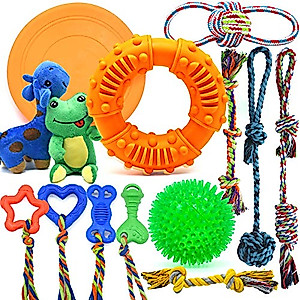 LEGEND SANDY Puppy Chew Toys for Teething, 14 Pack Dog Chew Toys for Small Dog, Dog Toy for Boredom and Stimulating,Pet Toys for Small Breed with Dog Ball,Tug of War Rope Toys Squeaky Plush Toy